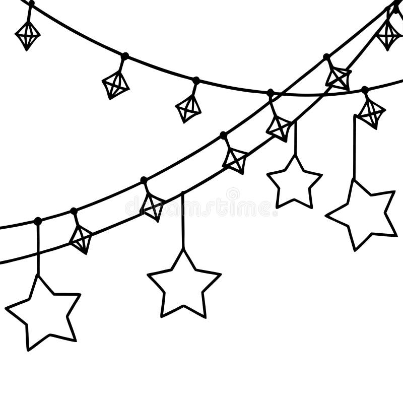 Shiny Stars String Light Decoration on Abstract Background with Blurred ...