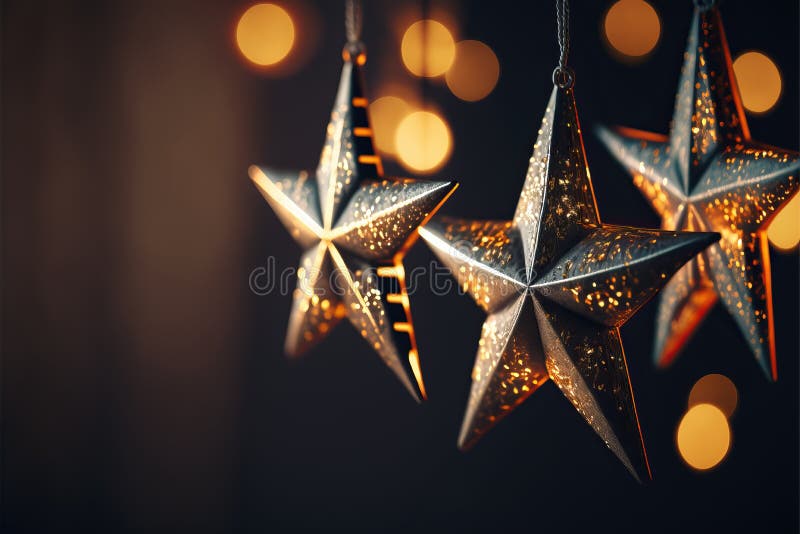 Shiny Stars on Strings on a Dark Background Stock Illustration ...