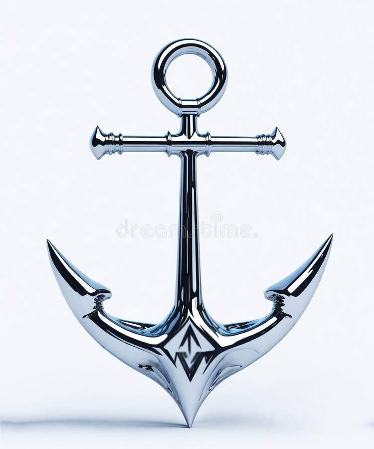 Shiny Steel Chrome Anchor on White Background Stock Illustration ...