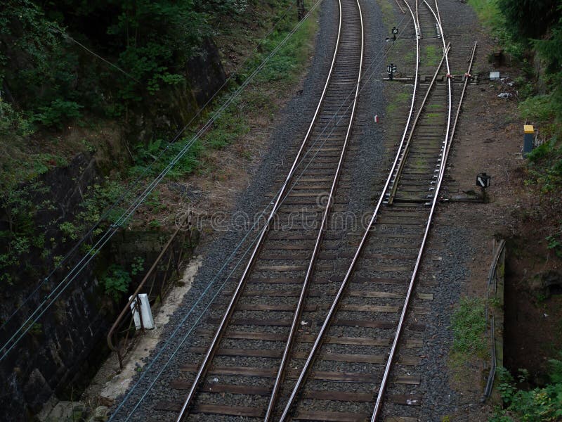 Shiny steel empty railway stock photo. Image of shiny - 215080360