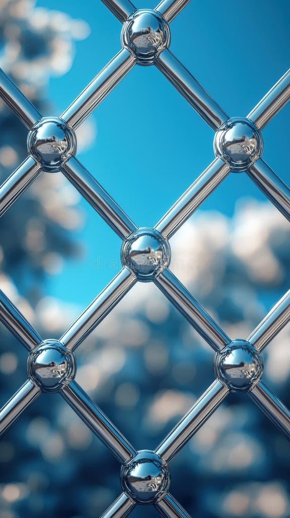 Shiny Steel Pattern with Geometric Forms and Blue Background Creates ...