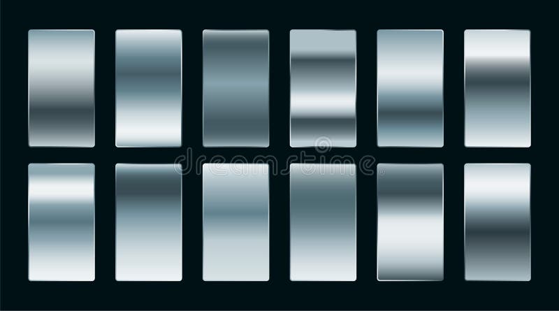 Shiny Stainless Steel or Aluminium Gradients Big Set Stock Vector ...