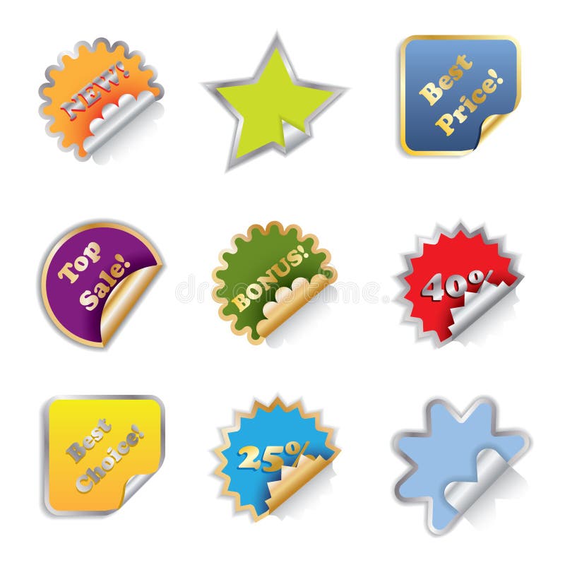 Shiny Web Stickers and Tags with Text Stock Vector - Illustration of ...
