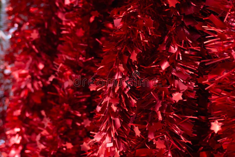 Glittering Texture of Red Tinsel with Deep Tones, Creating a Sense of ...