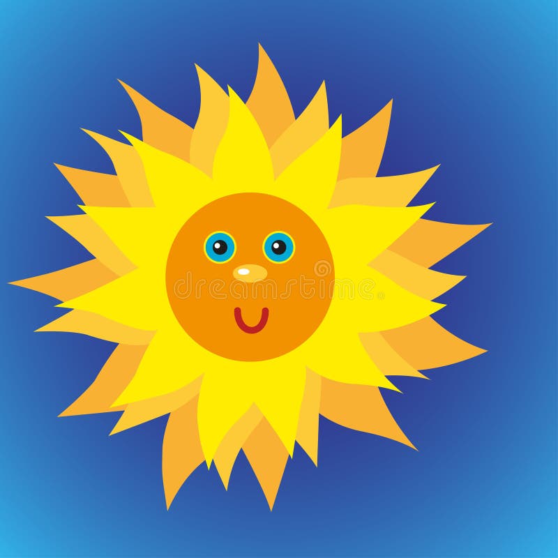 Shiny sun in the blue sky stock illustration. Illustration of nature ...
