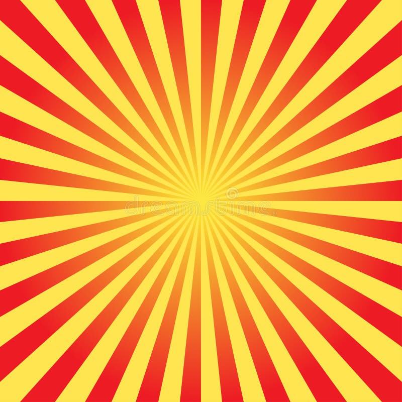 Red Retro Sun Ray Background - Vector Graphic Design with Radial Rays ...