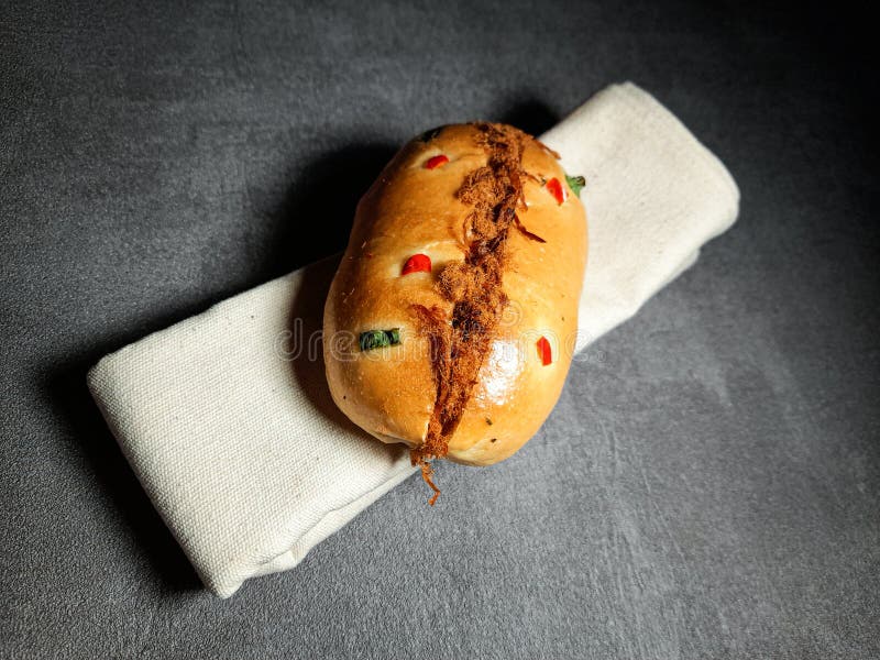 Shiny Sweet Bun with Dry Meat Floss Filled Stock Image - Image of shiny ...