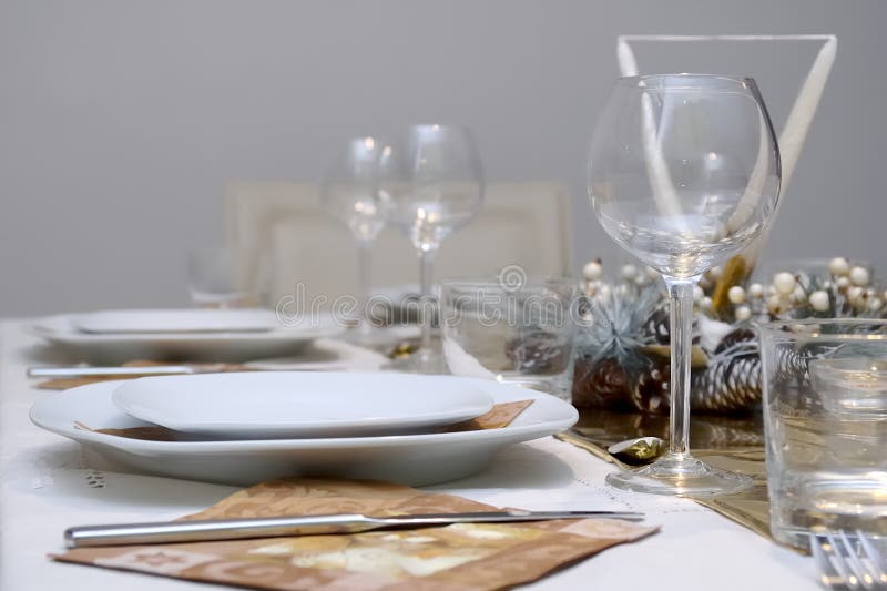 Shiny table setting stock image. Image of luxury, glass - 11727121