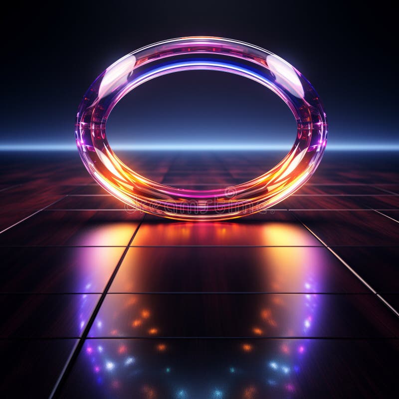 Glowing Ring on Moving Background Stripes. Motion. Bright Ring of Light ...