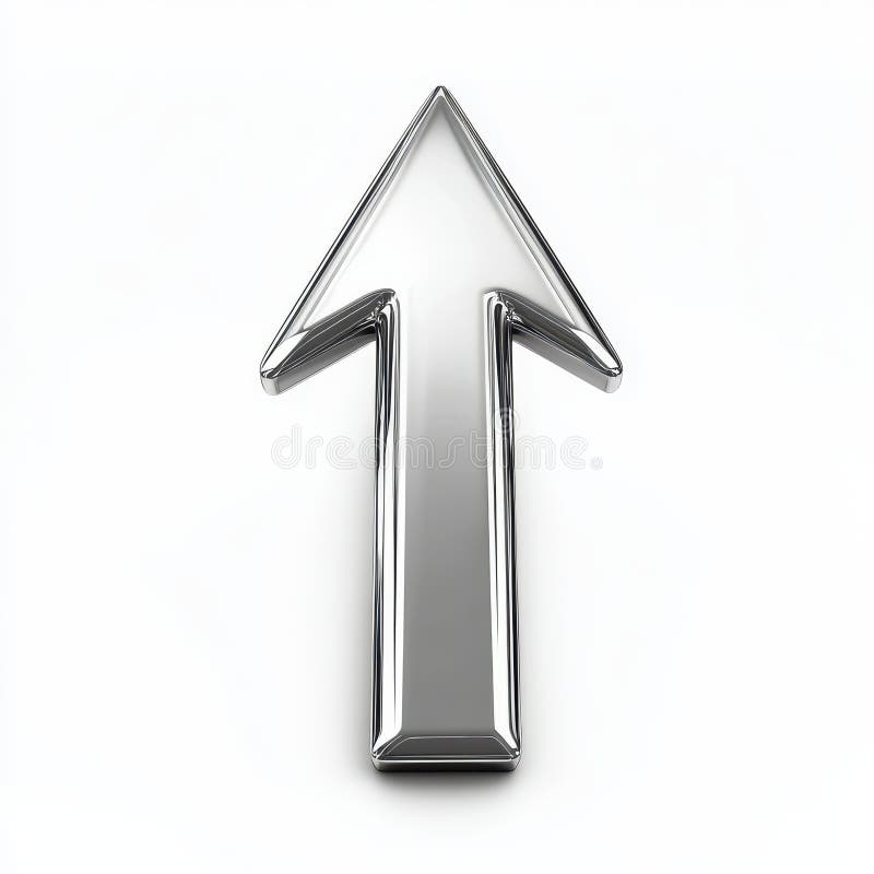 A Shiny, Three-dimensional Metallic Arrow Pointing Upwards Stock ...