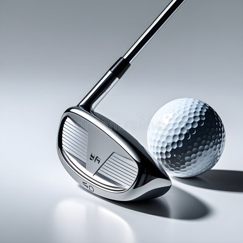 Shiny Titanium Golf Club with Ball Stock Photo - Image of bounce, metal ...