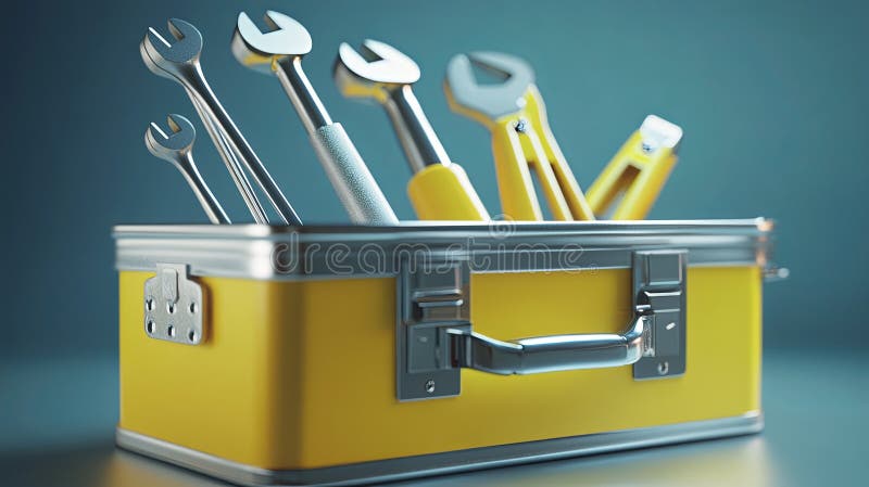 A Shiny Toolbox with Clean Tools Arranged on a Bright Surface, Perfect ...