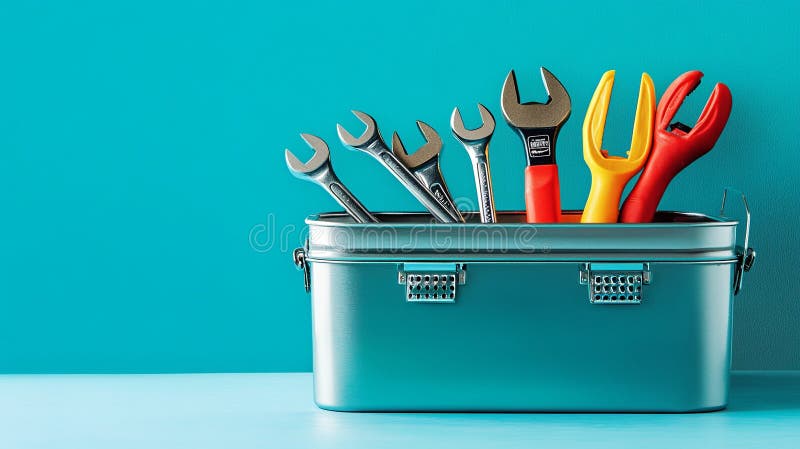 A Shiny Toolbox with Clean Tools Arranged on a Bright Surface, Perfect ...