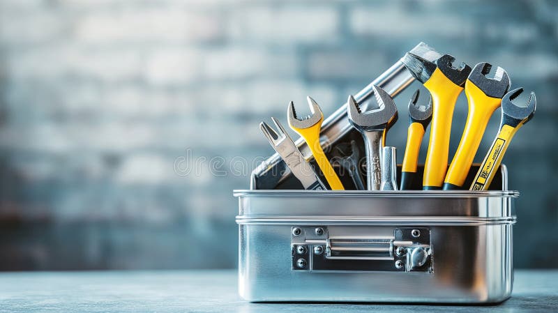 A Shiny Toolbox with Clean Tools Arranged on a Bright Surface, Perfect ...