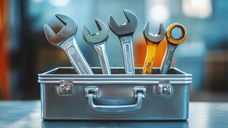 A Shiny Toolbox with Clean Tools Arranged on a Bright Surface, Perfect ...