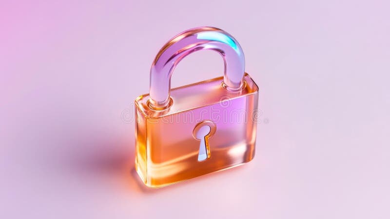 Shiny Transparent Lock with Gradient Colors on a Soft Background Stock ...