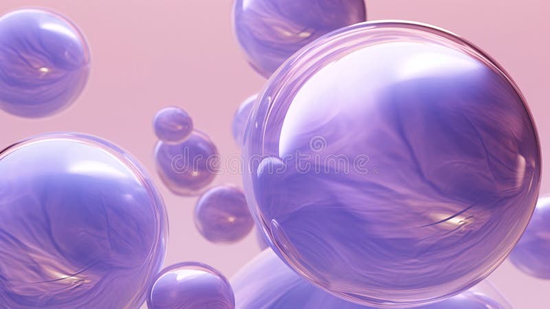 Shiny Transparent Spheres on Purple Wavy Surface - AI Generated ...
