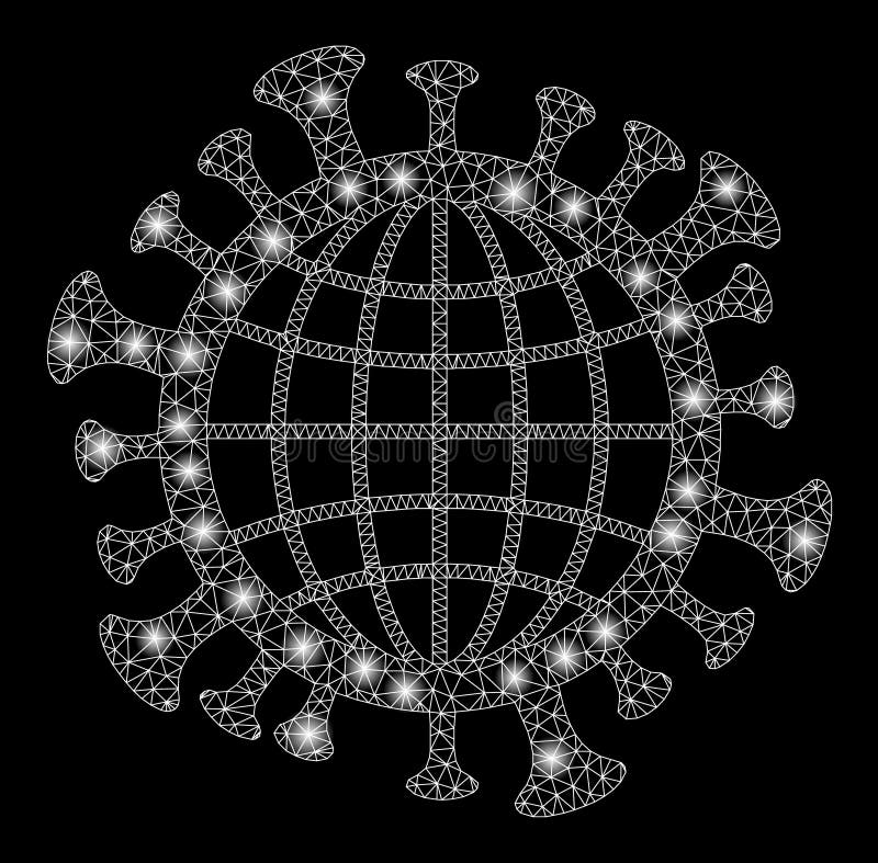Shiny Triangulated Network Mesh Global Coronavirus Icon with Light ... Shiny Triangulated Network Mesh Global Coronavirus Icon with Light ...