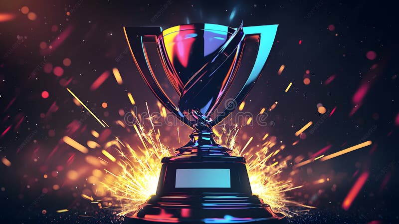 Shiny Trophy with Colorful Sparks Surrounding it. Stock Illustration ...