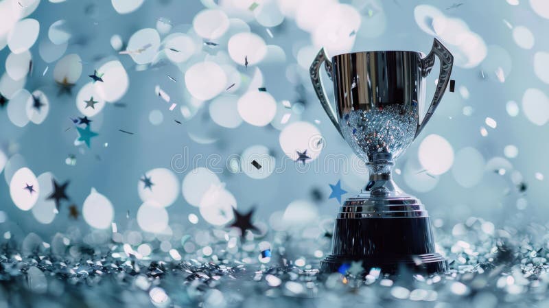 The Shiny Trophy with Confetti.AI Generated Image Stock Photo - Image ...