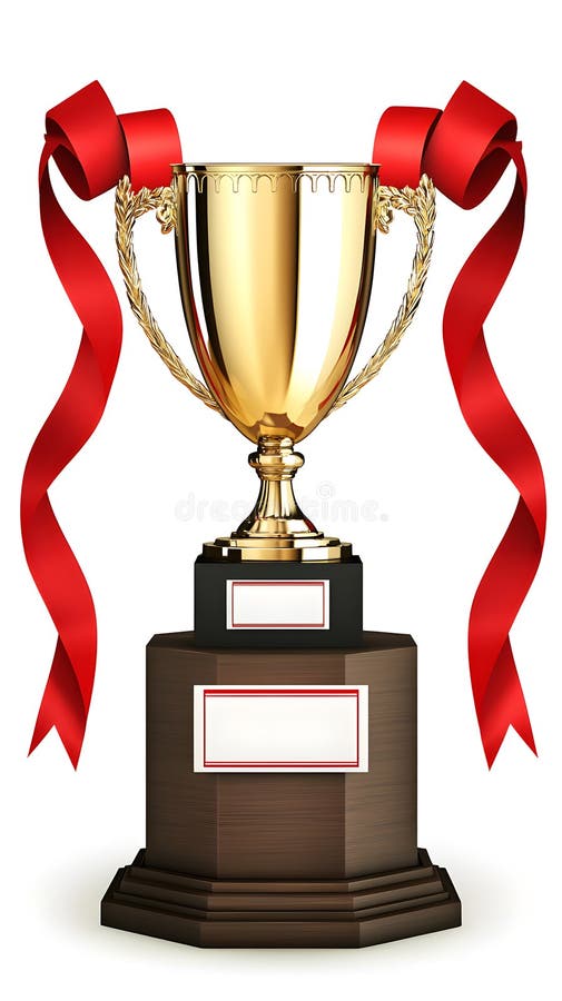 Shiny Trophy with Red Ribbons Stock Illustration - Illustration of ...