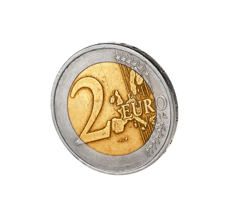 Shiny two euro coin stock photo. Image of economy, monetary - 141355824