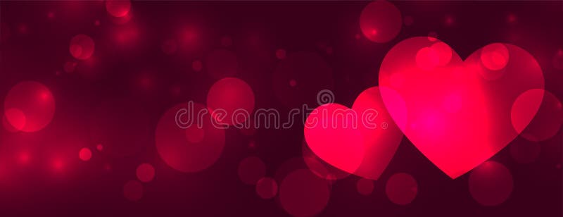 Shiny Two Love Hearts Bokeh Banner Design Stock Vector - Illustration ...