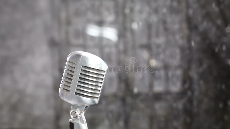 Shiny Vintage Microphone in Studio with Falling Stock Footage - Video ...