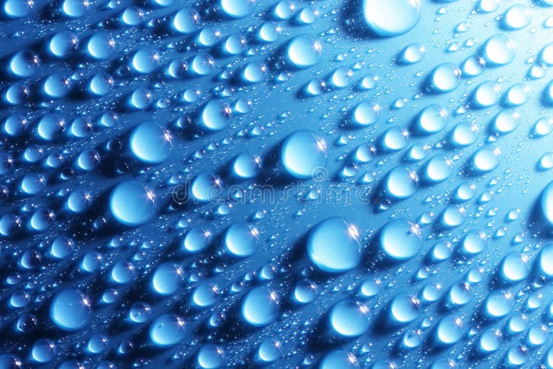 Water drops blue surface stock image. Image of droplets - 6886419