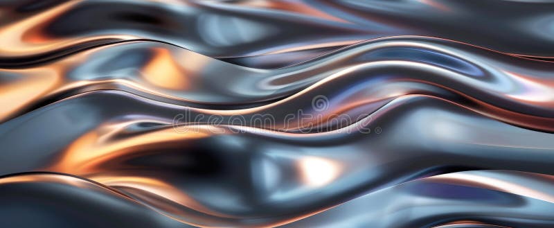 Shiny Wavy Pattern, Blue Glossy Liquid Metal Waves Background, Abstract ...