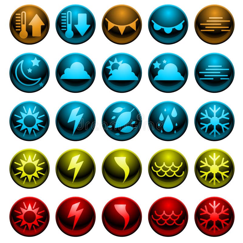 Shiny weather icons stock vector. Illustration of thermometer - 18178467