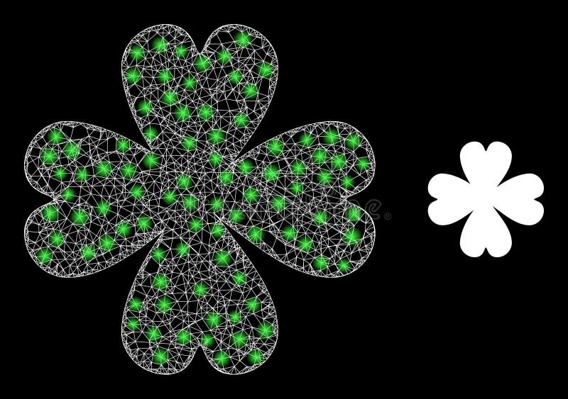 Shiny Web Four Leaf Clover with Color Glare Spots Stock Vector ...