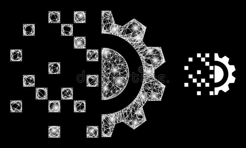Bright Mesh Digital Gear Generation with Bright Light Spots Stock ...
