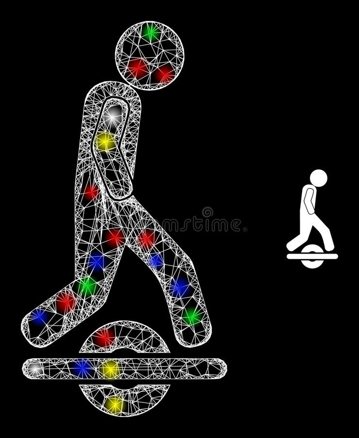 Shiny Web Network Man Drive One Wheel Icon Stock Vector - Illustration ...