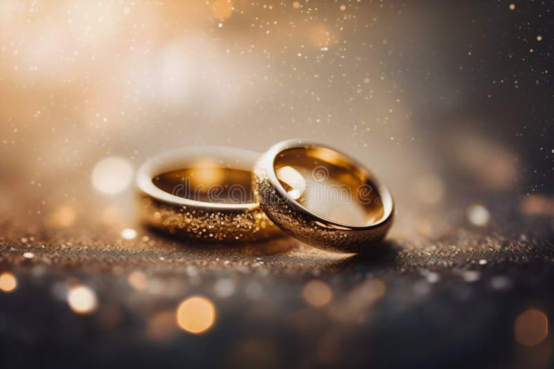 Shiny Wedding Rings on Sparkling Background. Generative Ai Stock ...