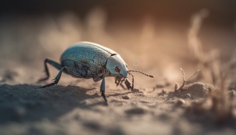 Shiny Weevil Crawling on Green Leaf Outdoors Generated by AI Stock Illustration - Illustration ...