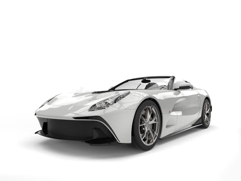 Shiny White Fast Supercar - Front View Closeup Shot Stock Illustration ...