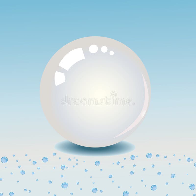 Shiny White Pearl On Dew Drops Of Water Stock Vector - Illustration of ...
