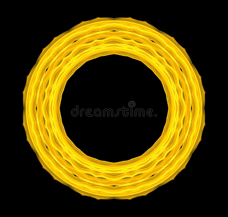 Shiny Yellow Circle Pattern Isolated on Black Background Stock ...