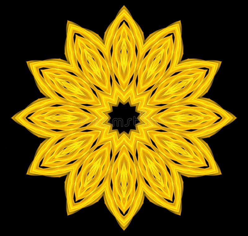 Shiny Yellow Circle Pattern Isolated on Black Background Stock ...