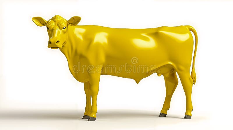 A Yellow Cow Standing on a White Background Stock Photo - Image of ...