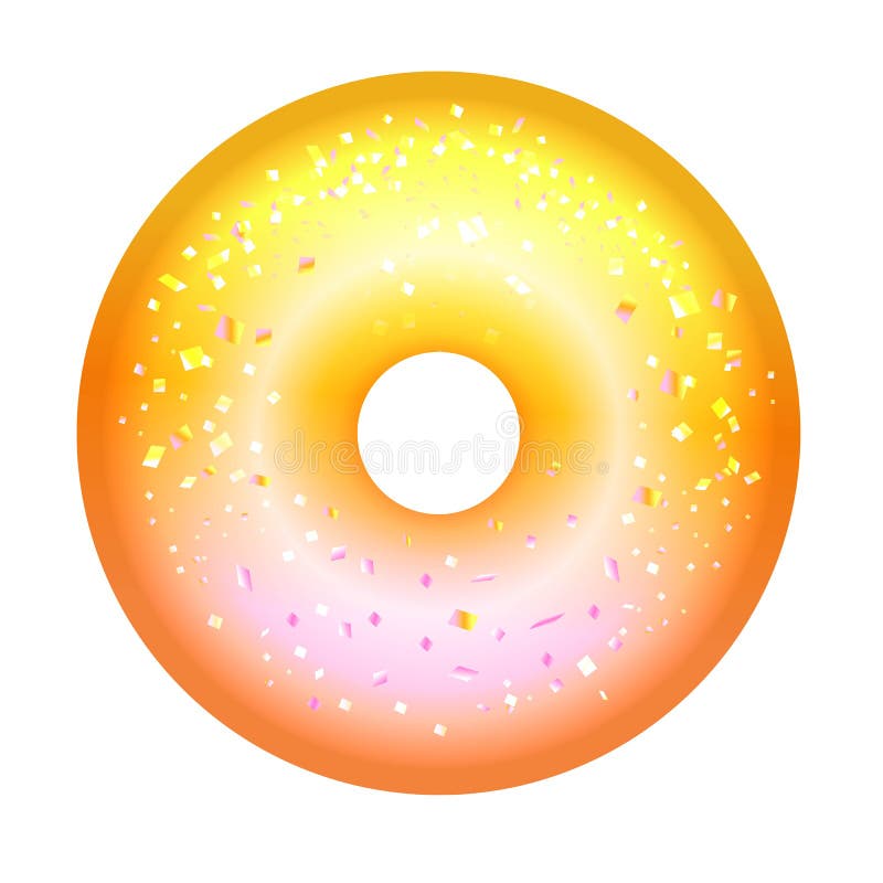 Donut With Yellow Icing And Chocolate Stripes. Vector Color Engraving ...
