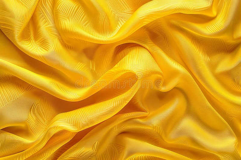 Shiny Yellow Fabric, Background of Shiny Folded Cloth Texture, Yellow ...