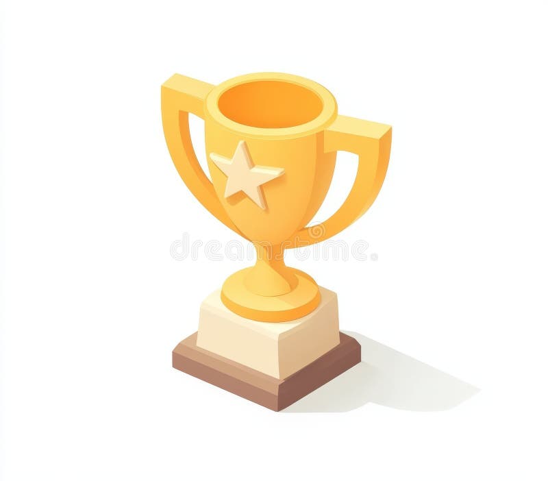 A Shiny Yellow Trophy with a Star Design on a White Background Stock ...