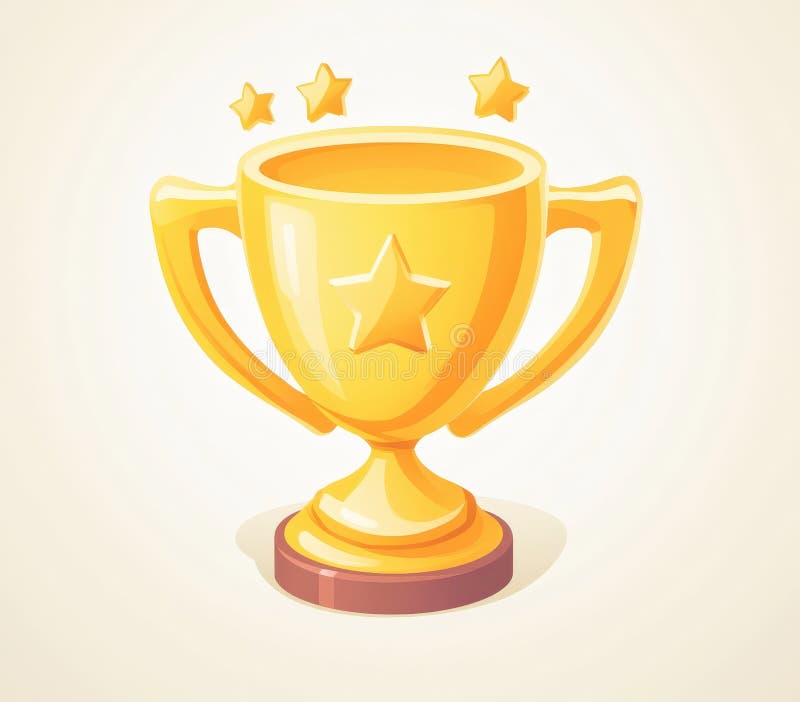 A Shiny Yellow Trophy with a Star Design on a White Background Stock ...