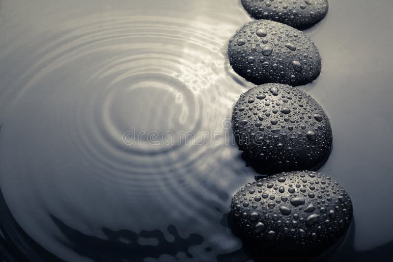 Shiny Zen Stones with Water Drops. Top View Stock Photo - Image of ...