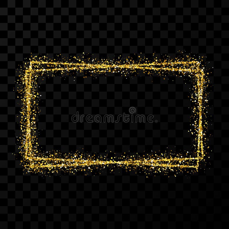 Gold Shiny Double Rectangle Frame with Light Effects Stock Vector ...