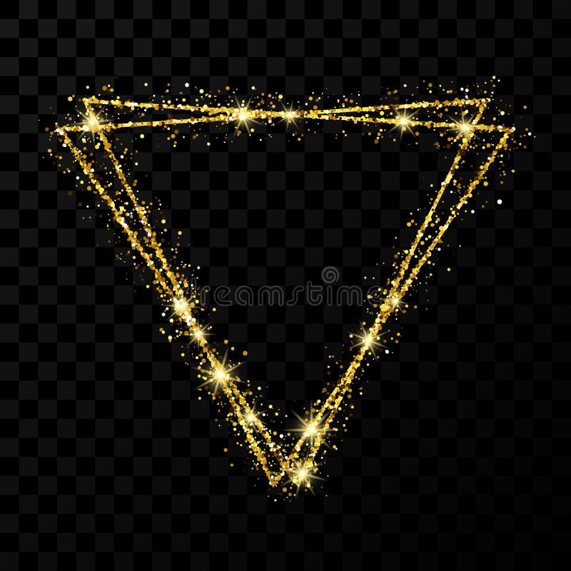 Gold Shiny Double Triangle Frame with Light Effects Stock Vector ...