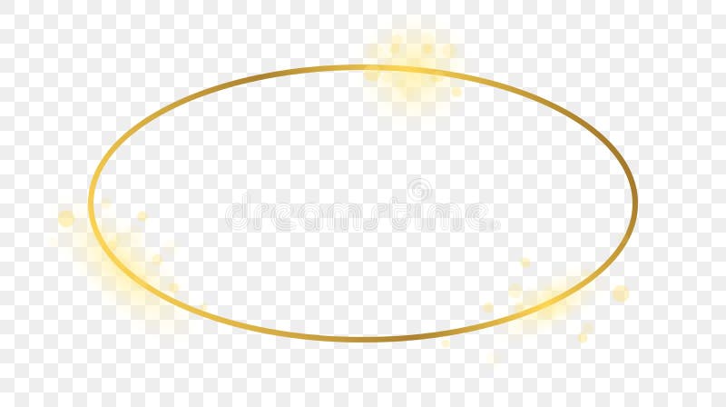 Gold Glowing Oval Shape Frame Isolated on Transparent Background Stock ...