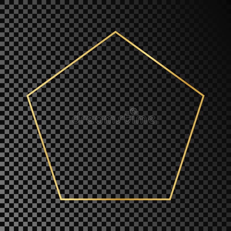 Gold Glowing Pentagon Shape Frame Stock Vector - Illustration of square ...